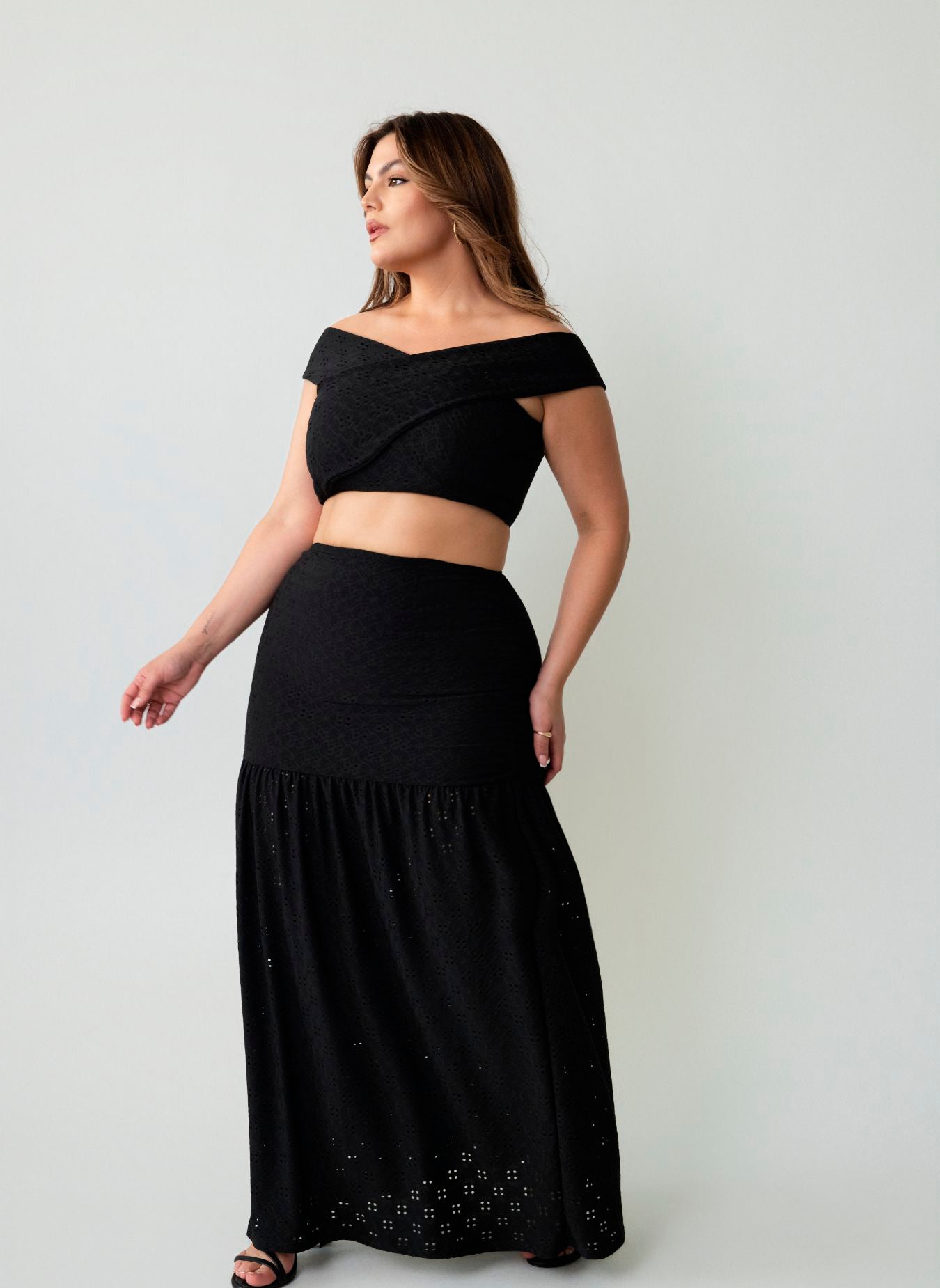 Naomi Eyelet Crop Top & Ruched Skirt Set – REBDOLLS