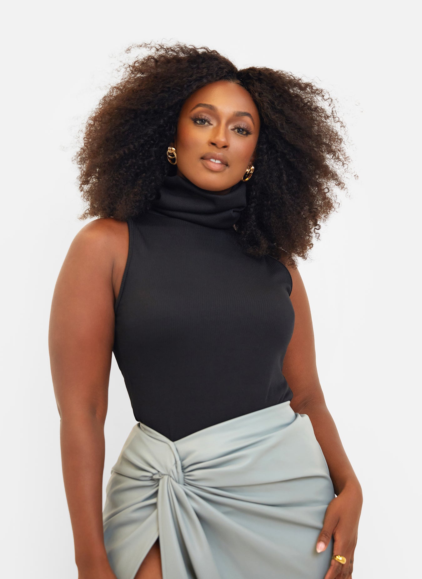 Connie Ribbed High Neck Full Length Top - Black – REBDOLLS